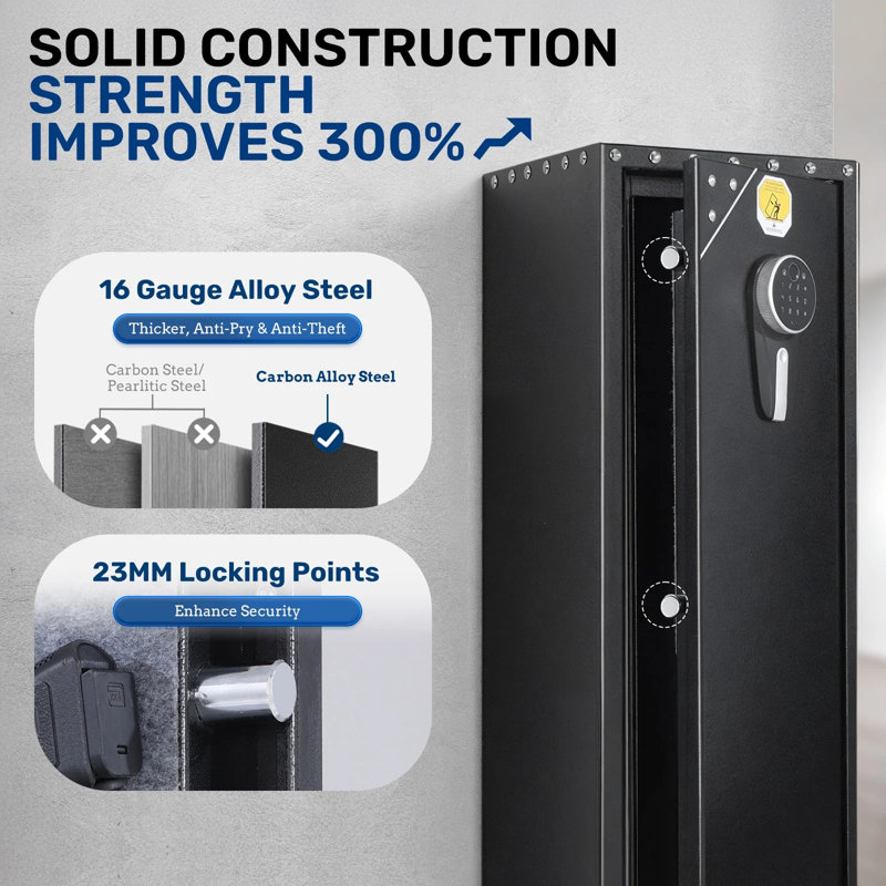 Biometric Rifle Safe Goplus 3-Gun Rifle Safe - Biometric Fingerprint & Digital Keypad Security ...